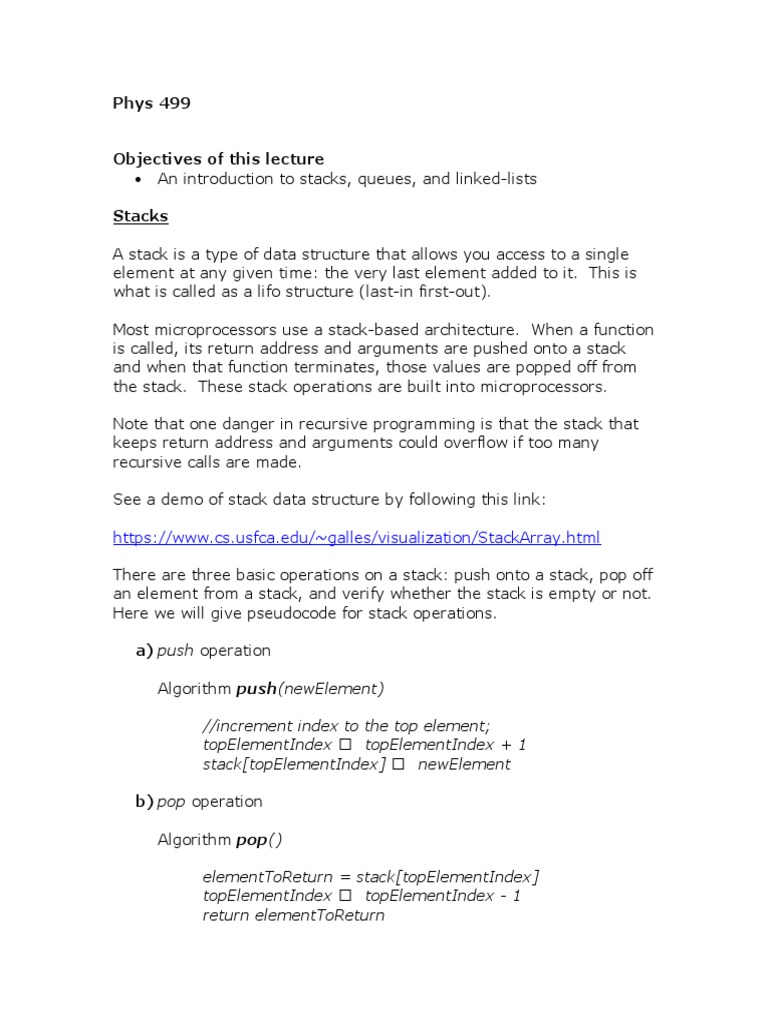 An Introduction To Common Data Structures Stacks Queues And Linked Lists Pdf Queue