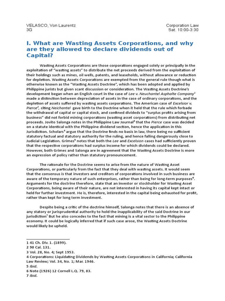Wasting Assets Corporations | PDF | Treasury Stock | Dividend