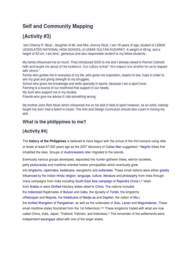 Self and Community Mapping | PDF | Philippines | Asia