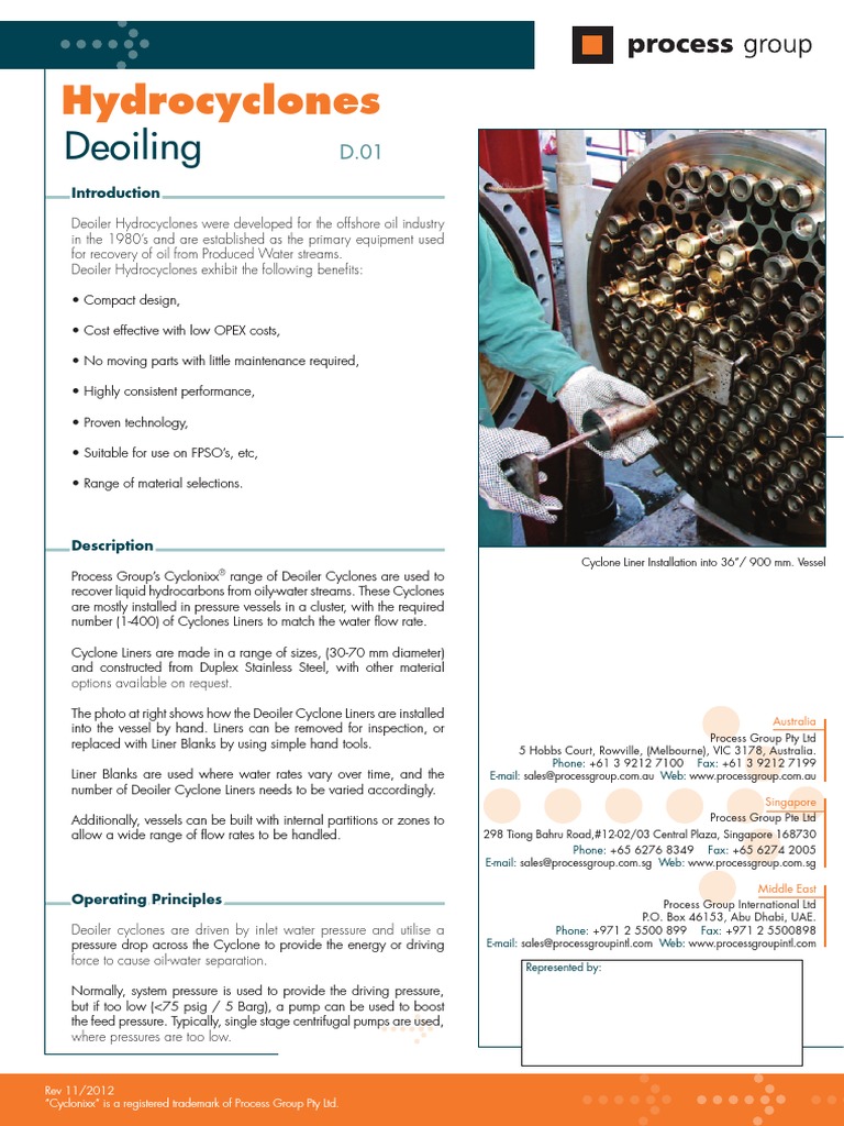 D01 Deoiler Cyclones Rev 11-12 | PDF | Pump | Applied And ...