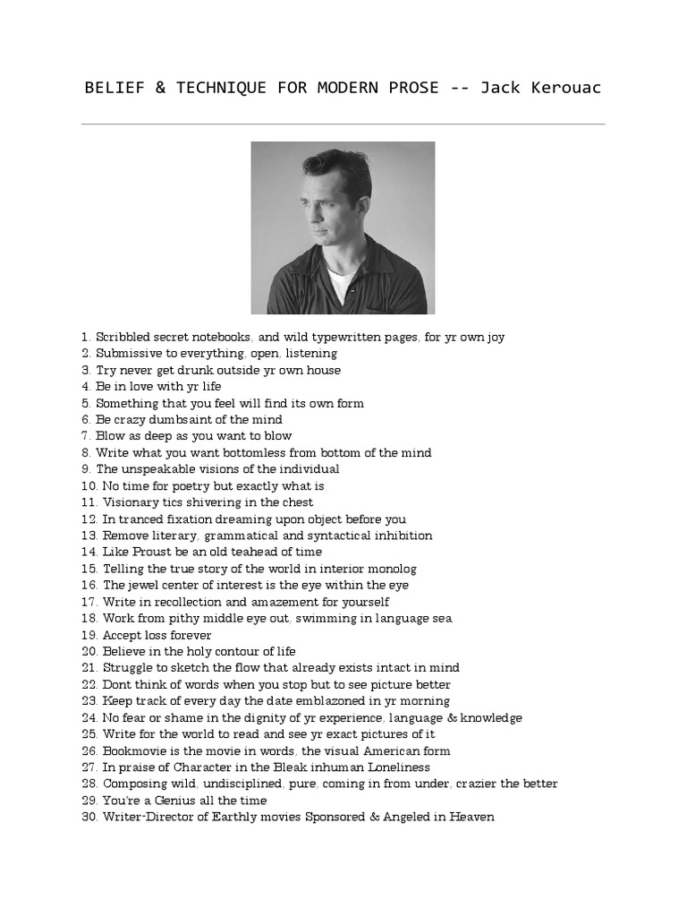 Essentials of Spontaneous Prose - Jack Kerouac | PDF | Jack Kerouac | Mind