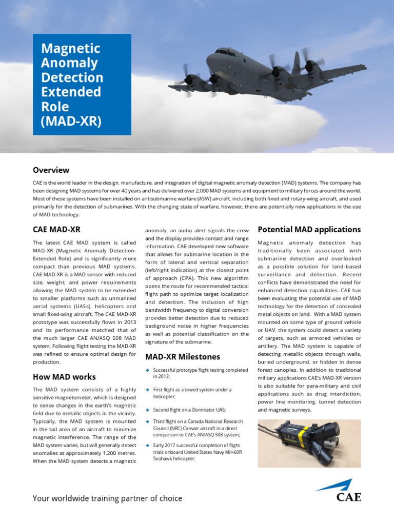 CAE MAD-XR Datasheet | PDF | Magnetometer | Unmanned Aerial Vehicle