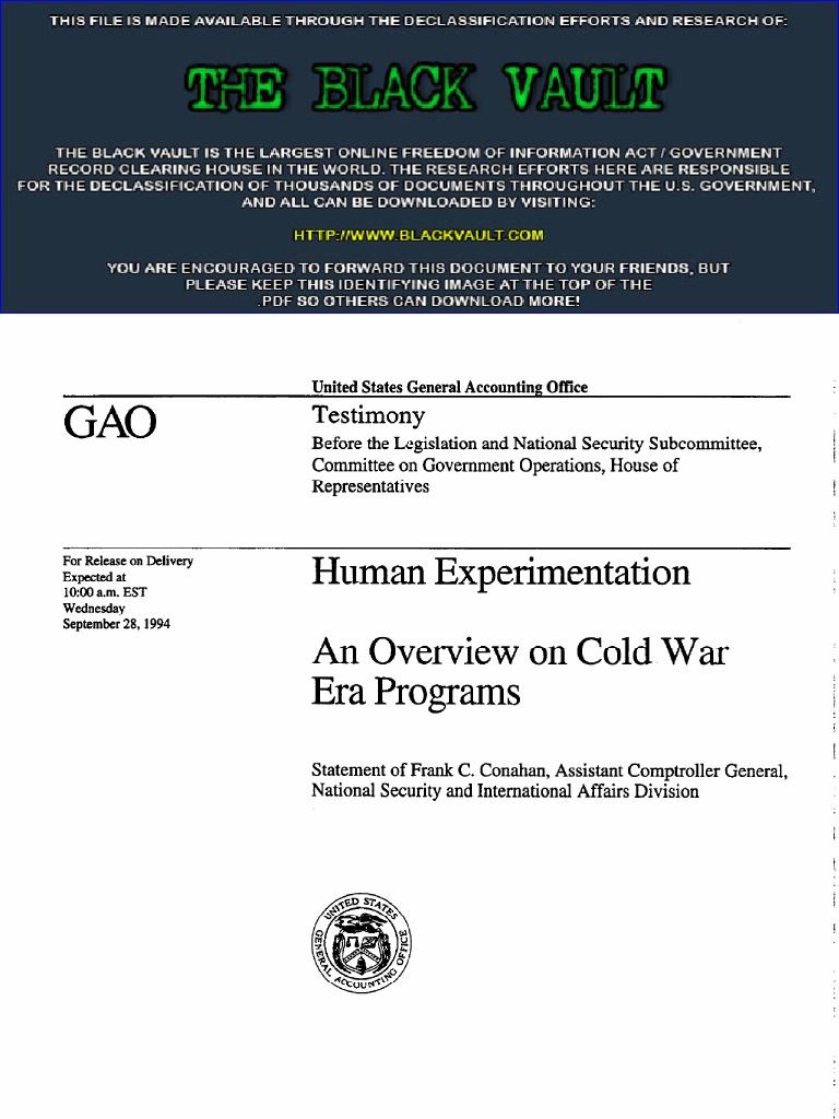 Cold War Human Experimentation | PDF | United States Department Of ...