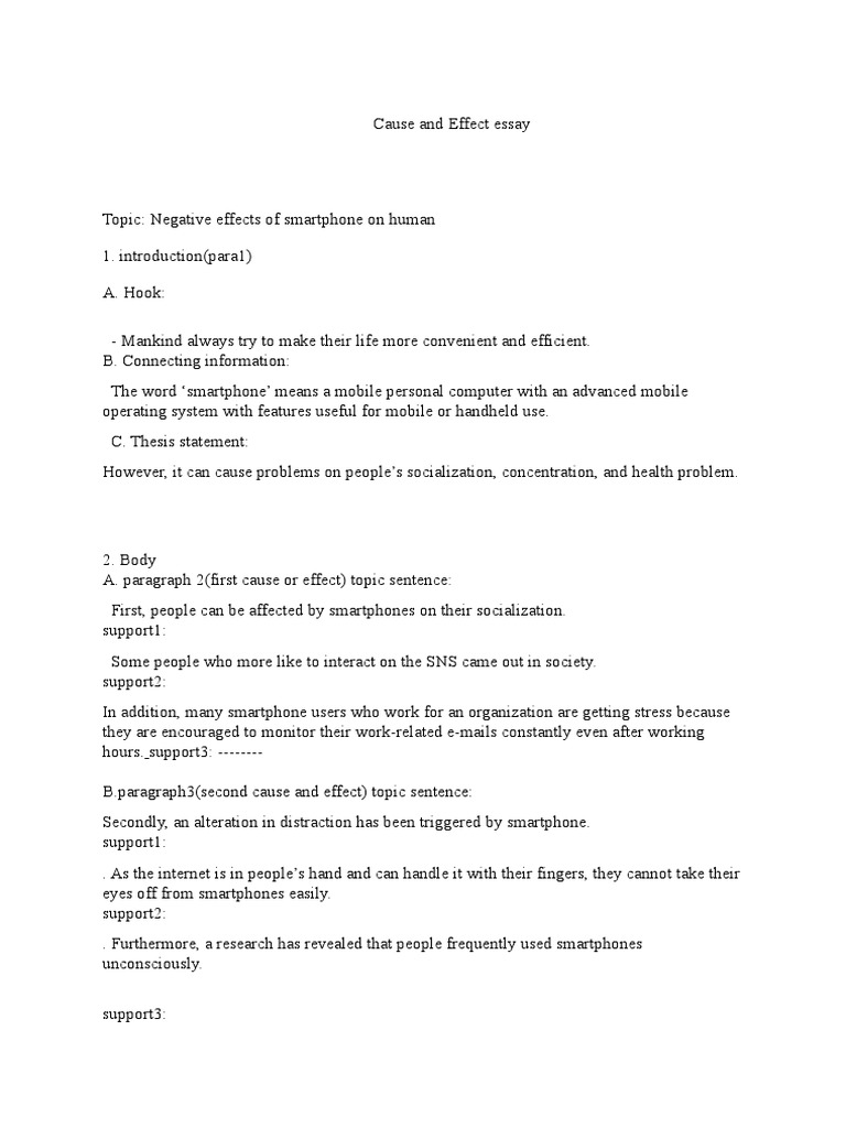 Cause and Effect Essay Outline | PDF