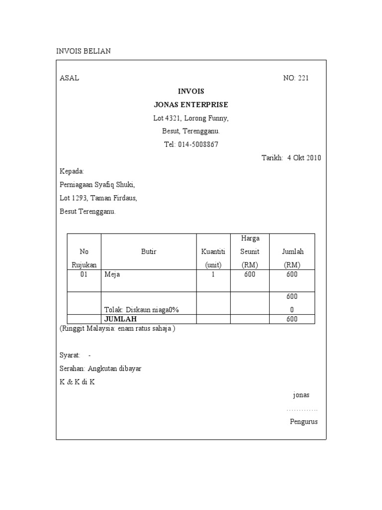PRINSIP AKAUN>>INVOIS BELIAN