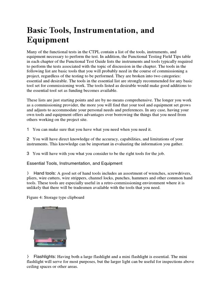 Basic Tools, Instrumentation, and Equipment | PDF | Pressure ...