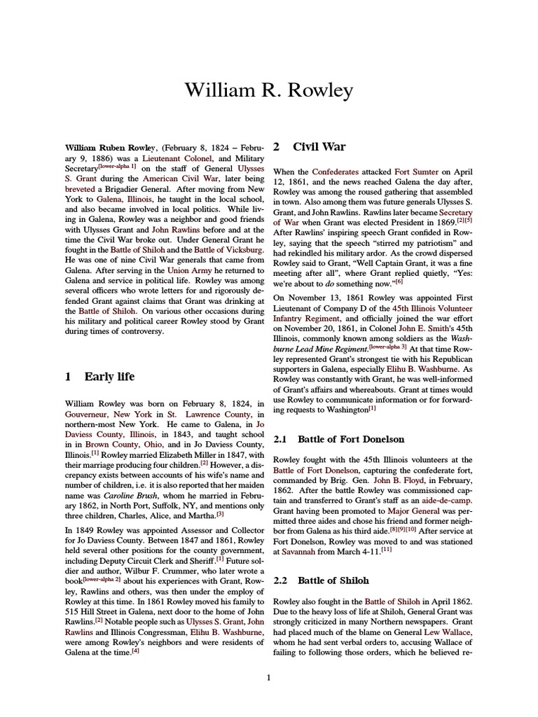 William R. Rowley | PDF | Ulysses S. Grant | Battle Of Shiloh