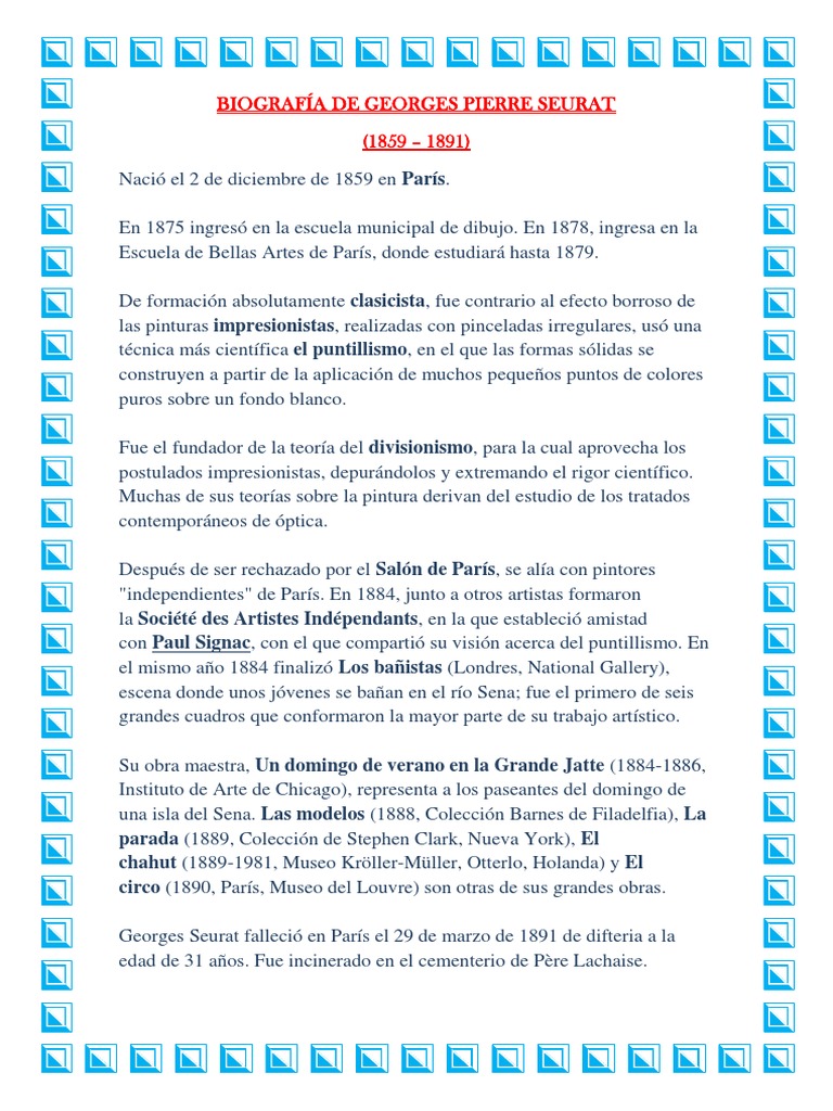 Biografía de Georges Pierre Seurat | PDF
