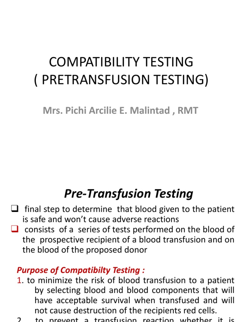 Compatibility Testing | PDF | Blood Transfusion | Blood Donation