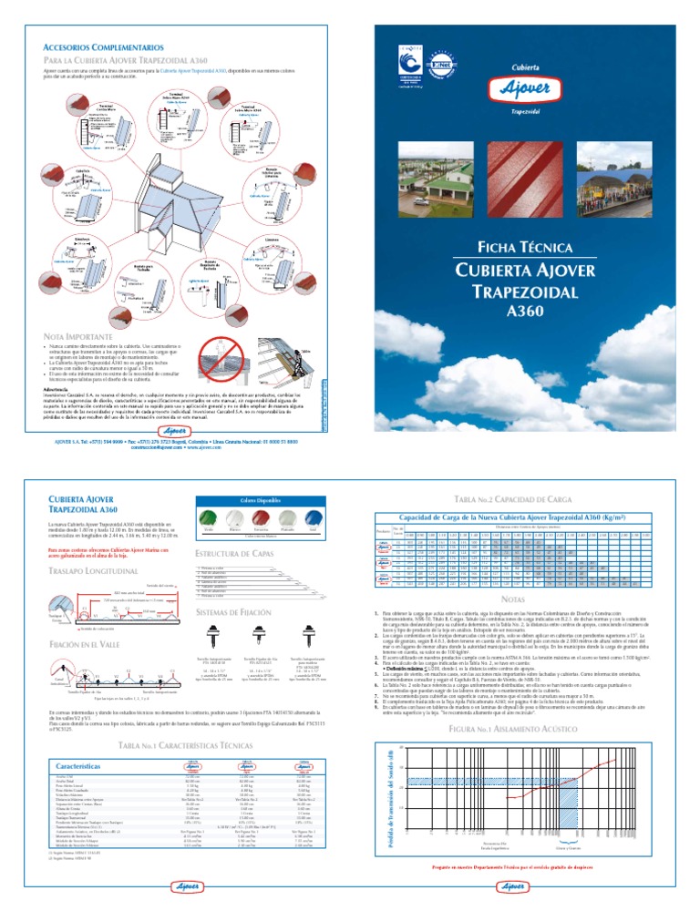 Ficha Tecnica Teja Termo Acustica Trapezoidal A 360 AJOVER PDF | PDF ...