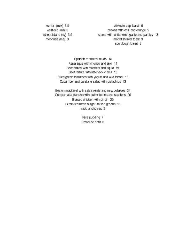 Cervos Food Menu | PDF