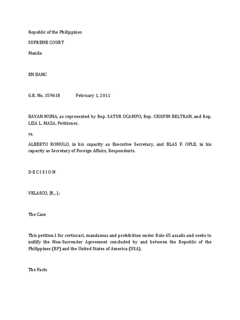 Bayan Muna Vs Romulo 641 SCRA 244 (2011) | PDF | Treaty | International Criminal Court