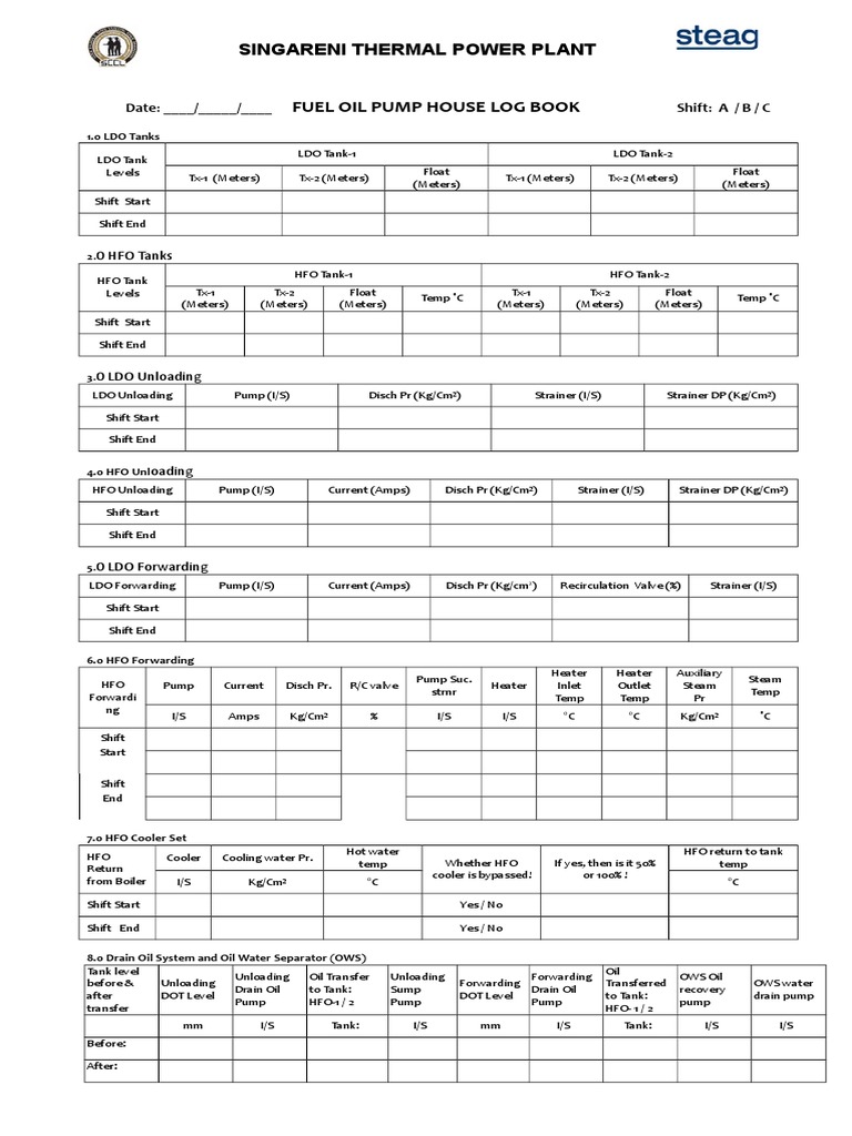 9 FOPH Log Book | PDF | Fuel Oil | Diesel Engine