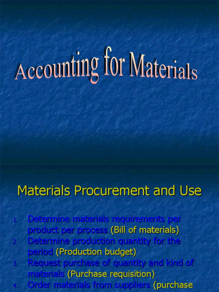 Accounting For Materials | PDF | Inventory | Invoice