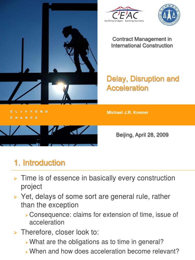 Delay, Disruption and Acceleration: Contract Management in ...