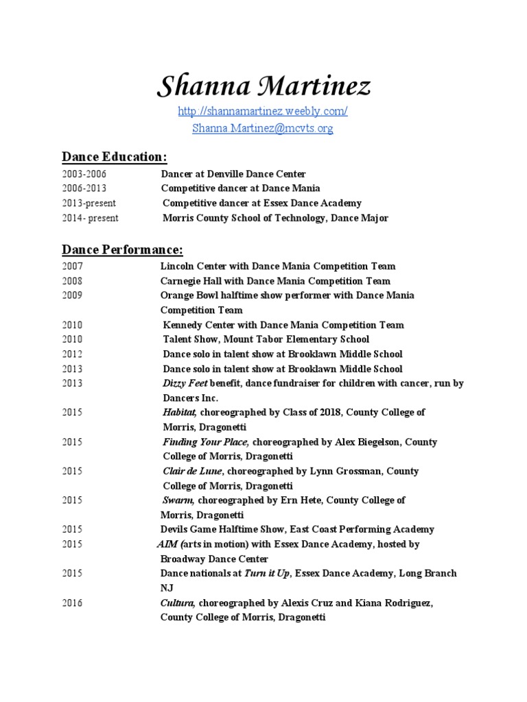 cv | Performing Arts | Entertainment