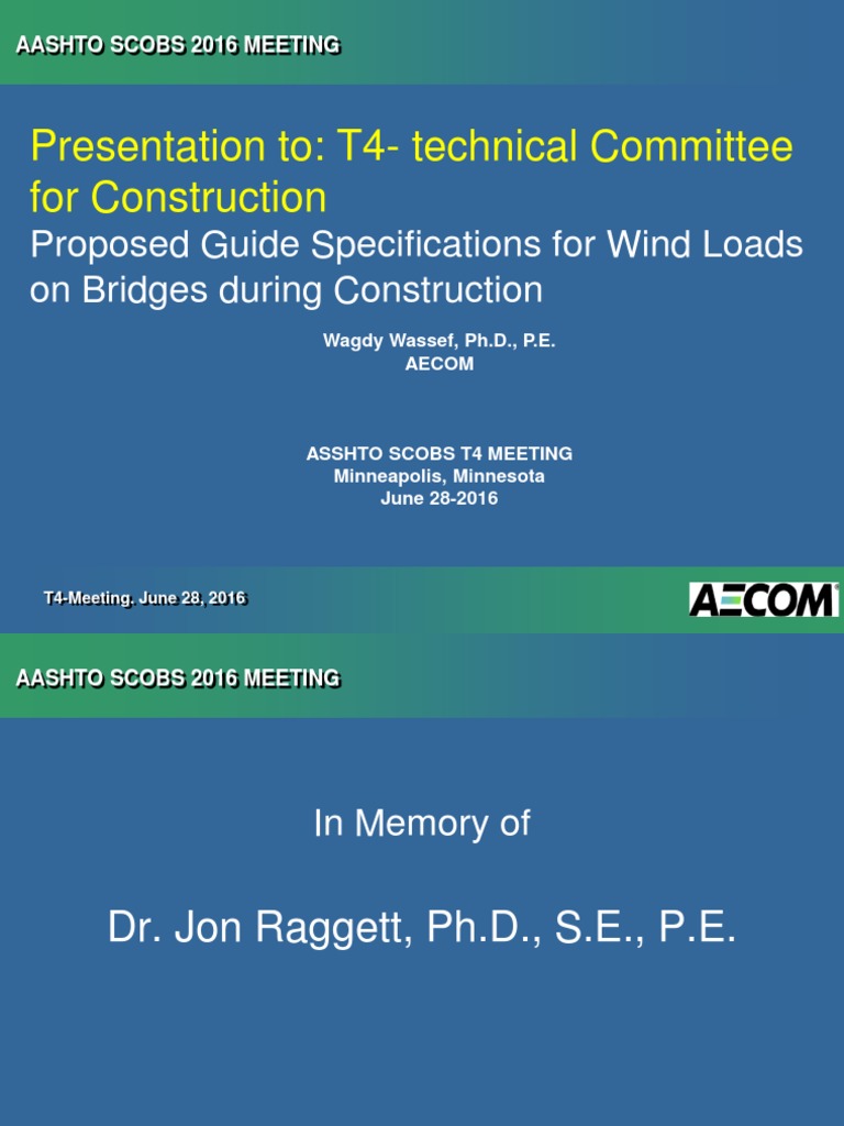 AASHTO T-4 Proposed Guide Specifications For Wind Loads On Bridges ...