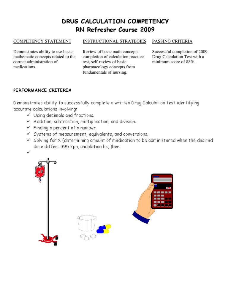 RN Drug Calculation Skills | PDF | Dose (Biochemistry) | Chemistry