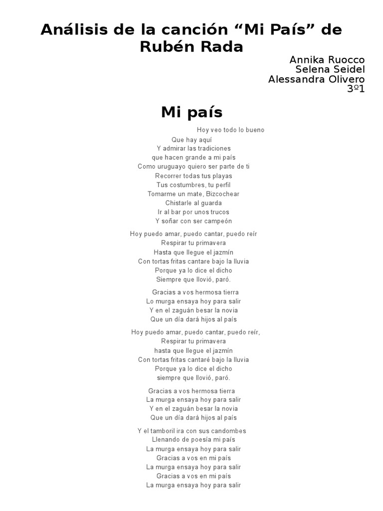 Análisis de Una Canción | Uruguay | Ocio