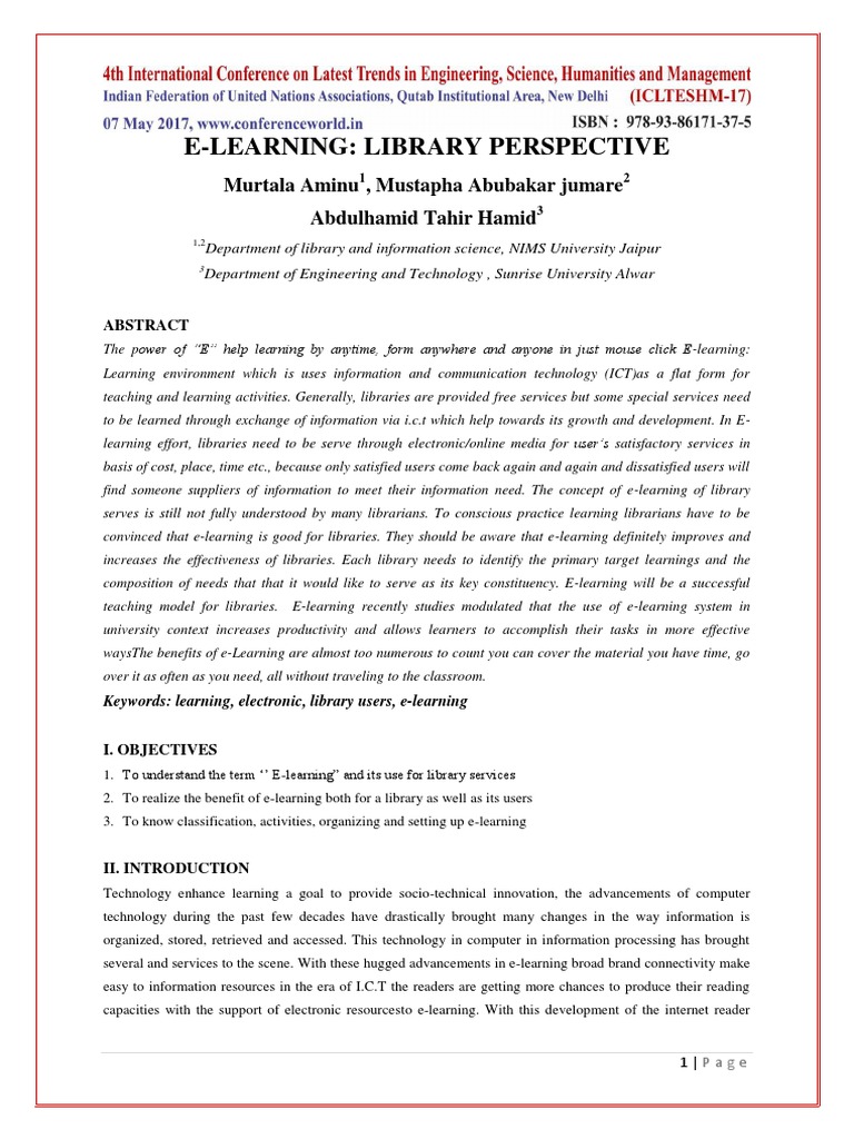 E-Learning: Library Perspective | PDF | Educational Technology | Librarian