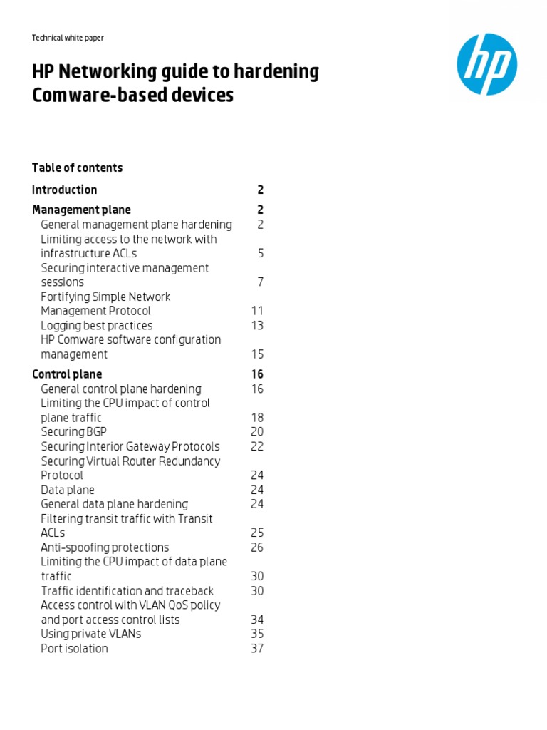 HP Networking Guide To Hardening Comware-Based Devices | PDF | Radius | Computer Network