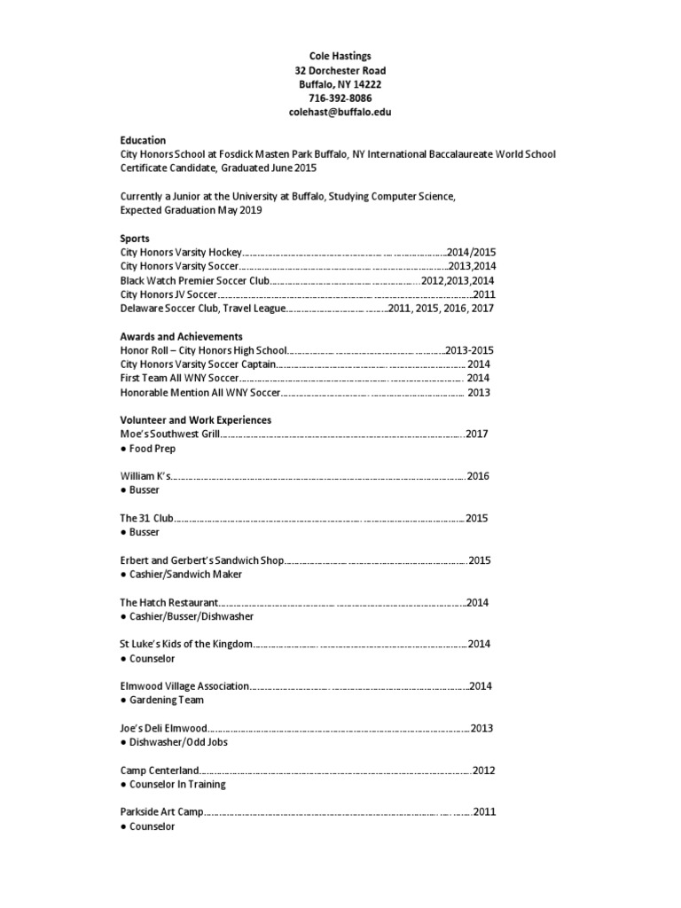 Cole Hastings Resume | PDF