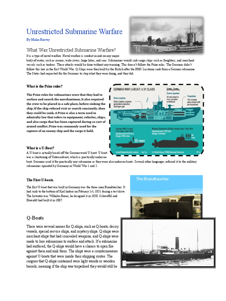 Unrestricted Submarine Warfare Explained | PDF | U Boats | Rms Lusitania