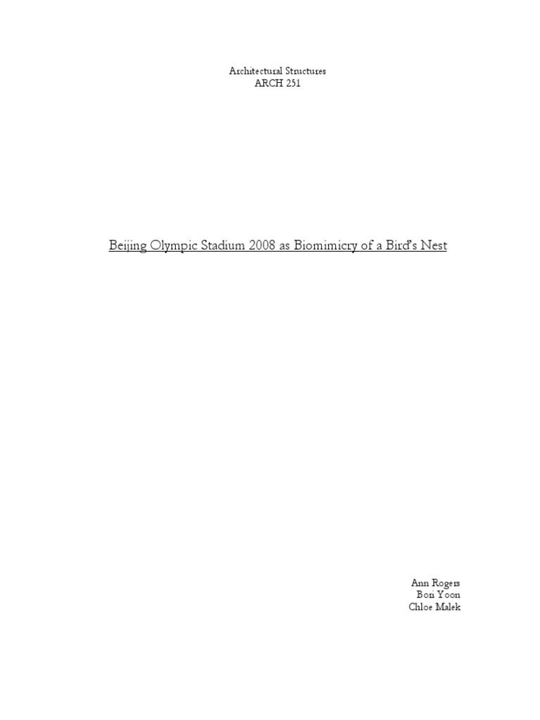 Beijing Stadium Biomimicry Design | PDF | Ellipse | Roof