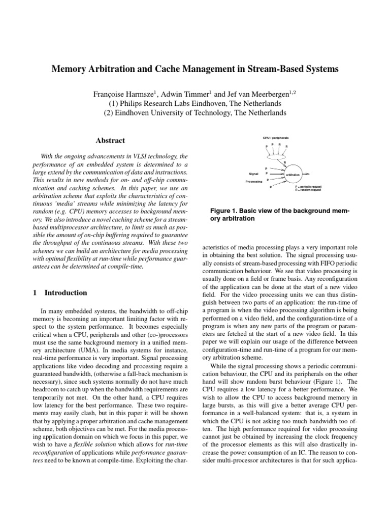 Memory Arbitration and Cache Management in Stream-Based Systems | Download Free PDF | Cpu Cache ...