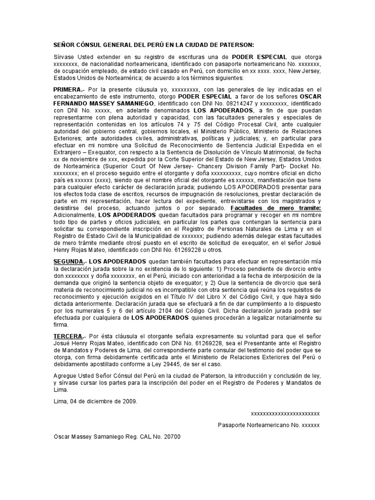 Poder Consular | PDF | Divorcio | Sentencia (Ley)