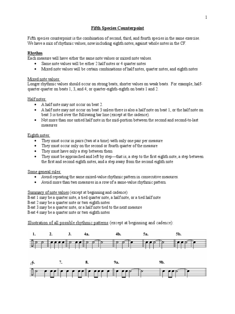 Fifth Species Counterpoint Guide | PDF | Musical Notation | Musical ...