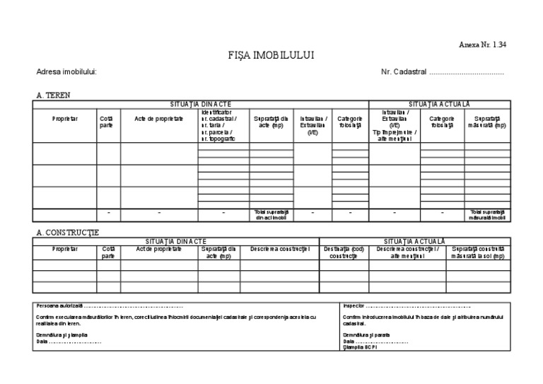 Fisa Imobilului - Anexa 1 - 34 | PDF