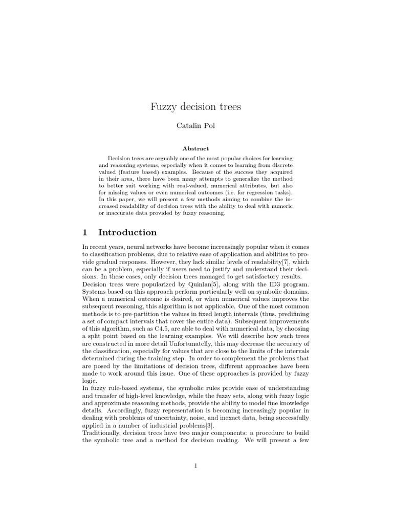 Fuzzy Decision Trees Pdf Fuzzy Logic Function Mathematics