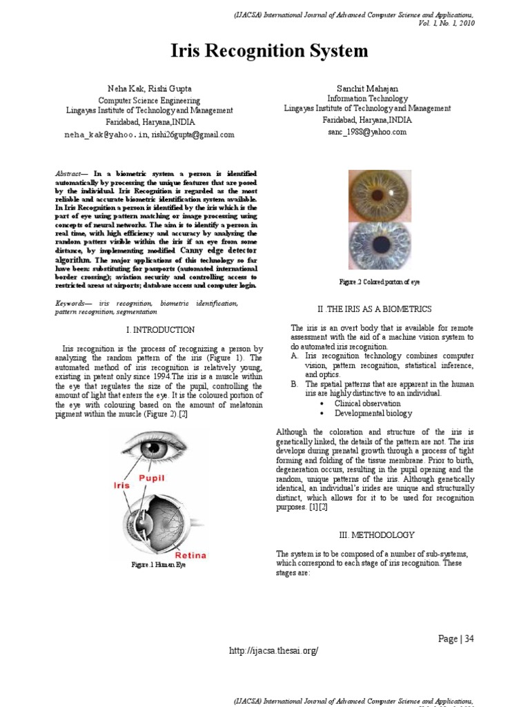 Iris Recognition System | PDF | Biometrics | Artificial Neural Network