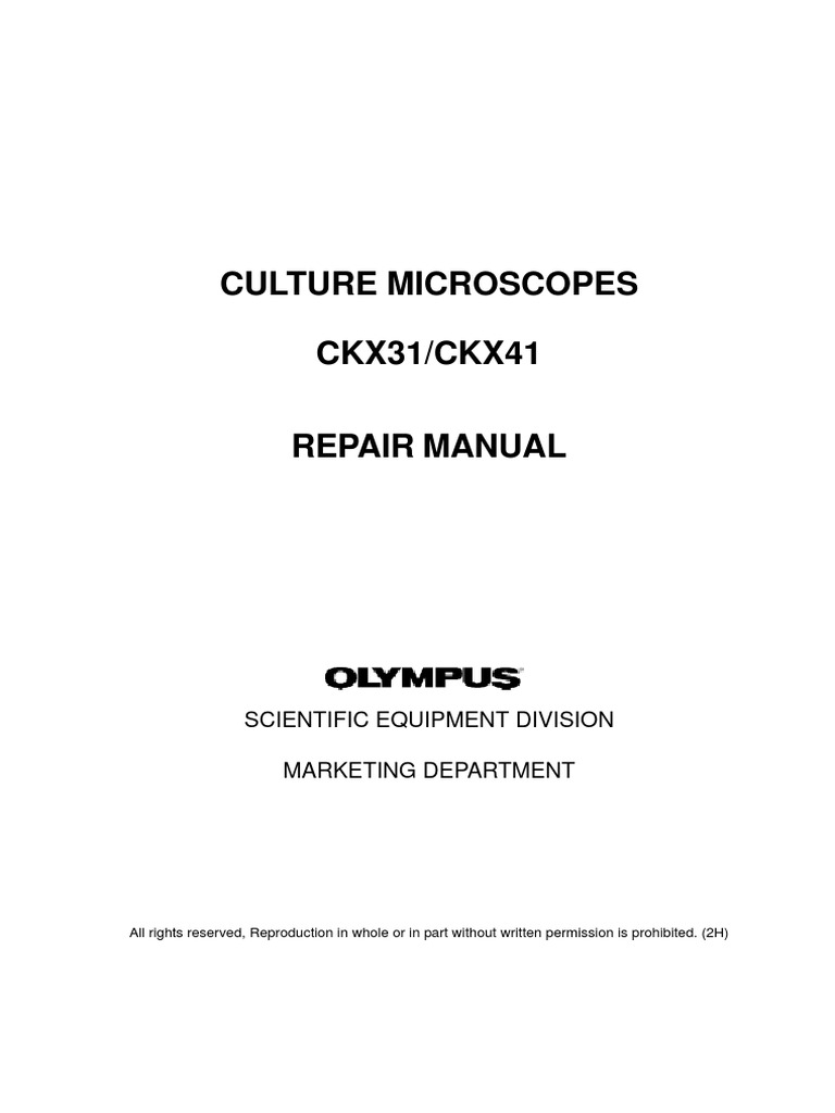 Olympus CKX-31,41 Microscope - Service Manual | PDF | Optics | Natural ...