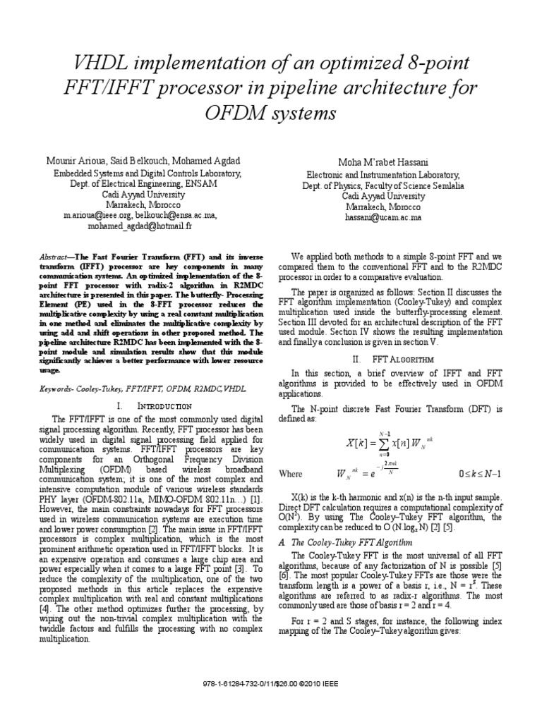 VHDL Implementation of An Optimized 8-Point FFT - IFFT Processor in ...