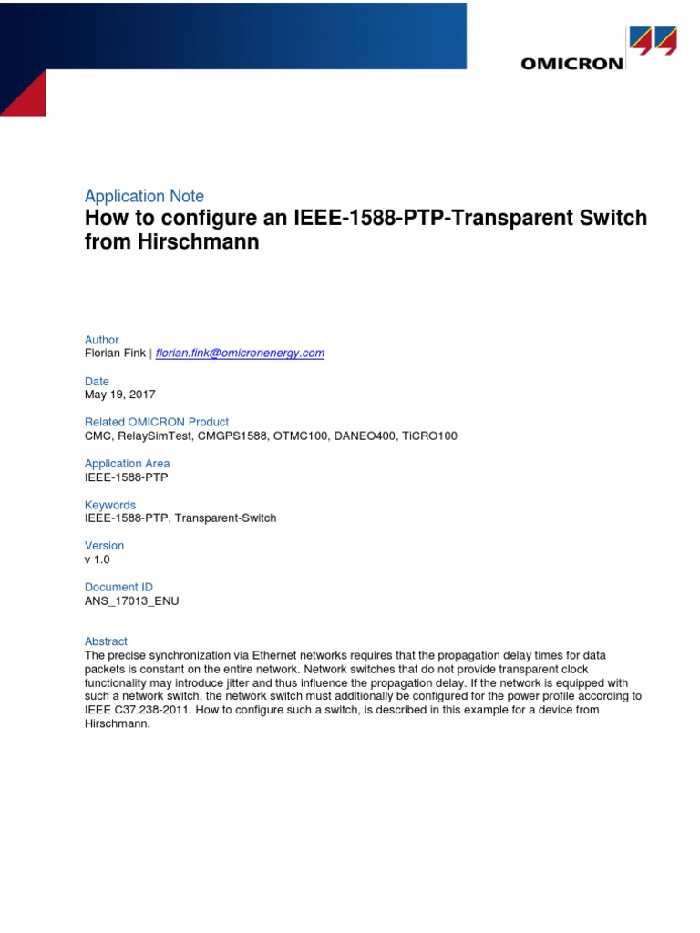 CMC AppNote Configure Hirschmann PTP Transparent Switch 2017 ENU | PDF ...