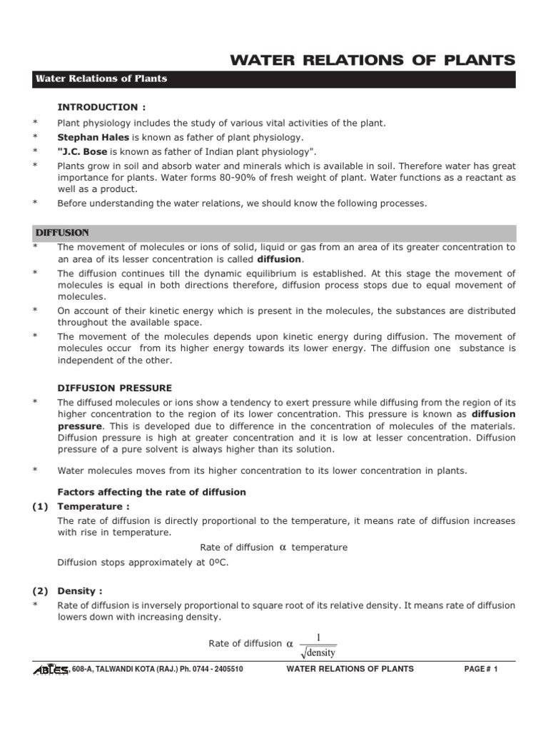 Chapters Biology Water-Plant 1 | PDF | Osmosis | Soil