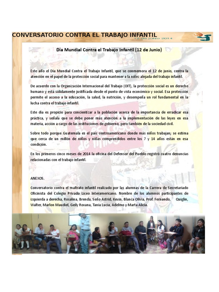 Día Mundial Contra El Trabajo Infantil | PDF