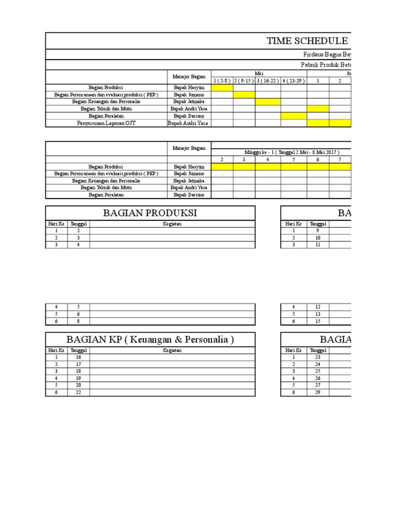 Time Schedule OJT | PDF