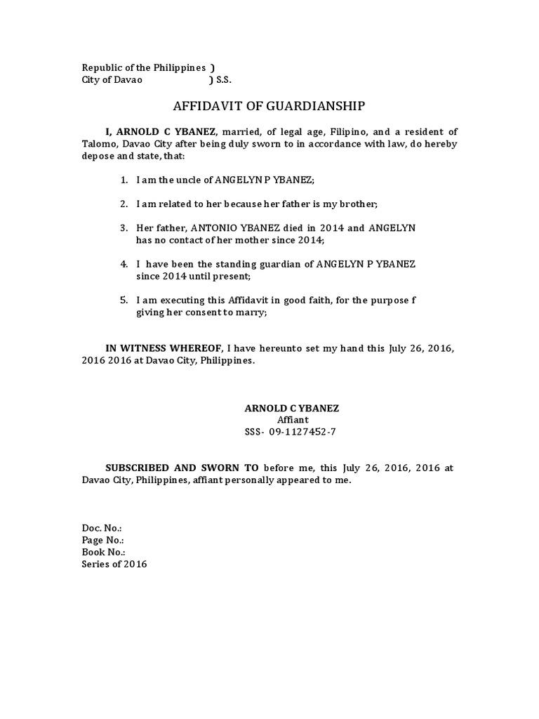 Affidavit of Guardianship | PDF