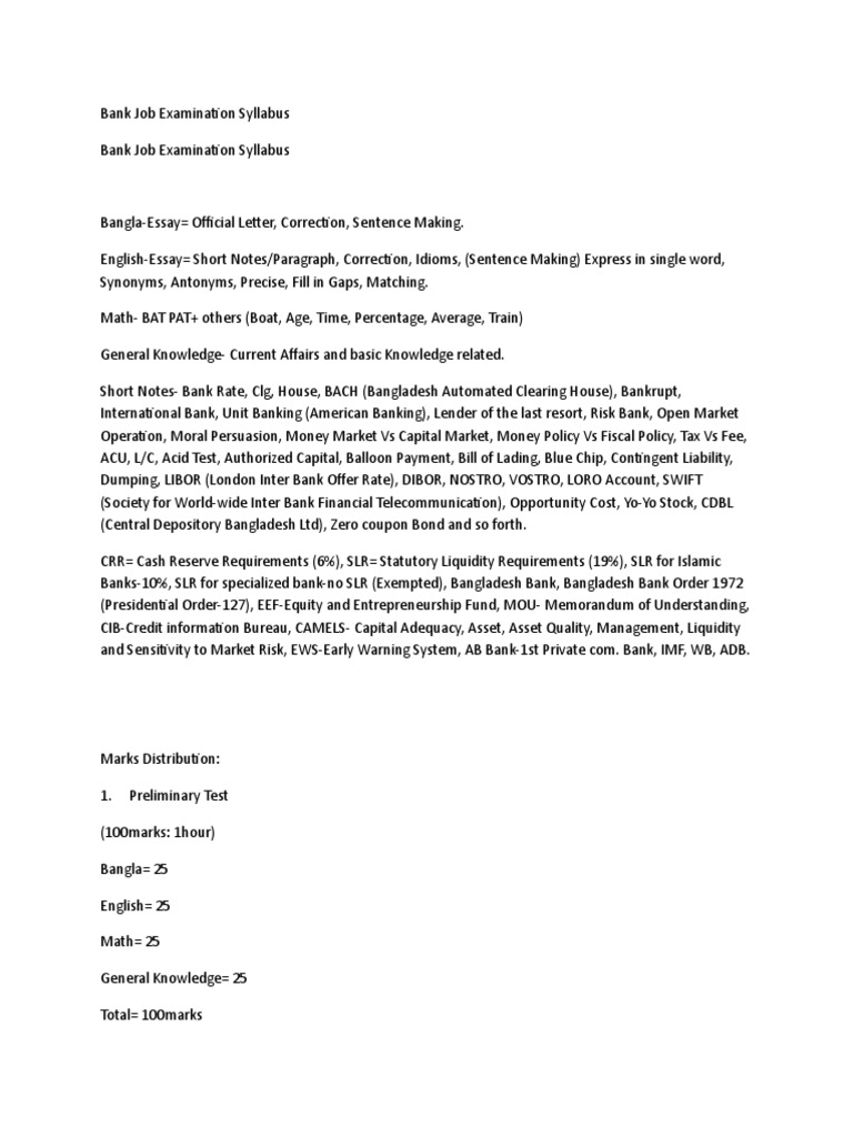 Bank Job Examination Syllabus: A Comprehensive Overview of the Required ...