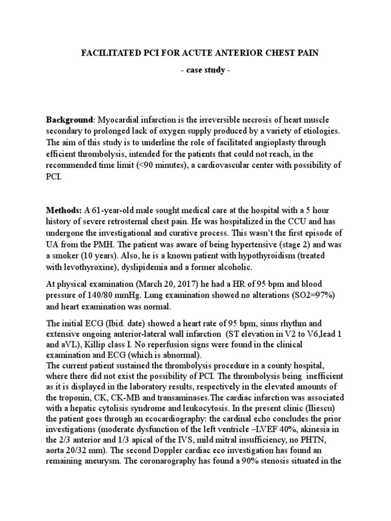 Facilitated Pci For Acute Anterior Chest Pain - Case Study | PDF ...