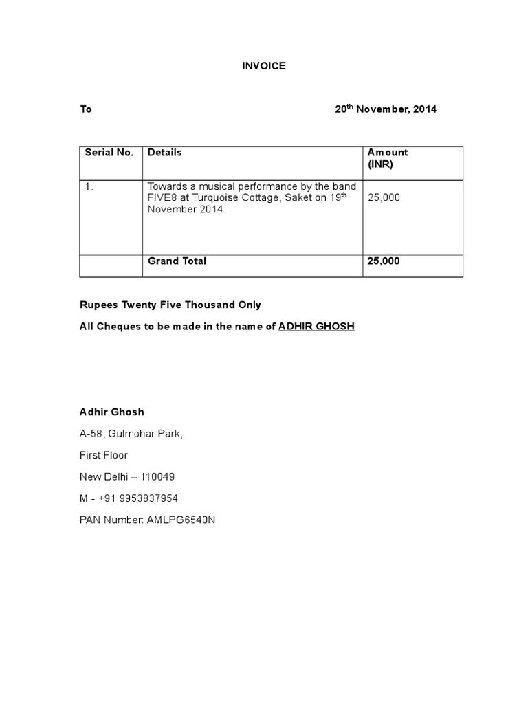 Invoice For The Gig Week | PDF