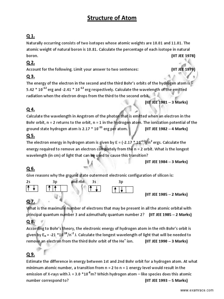 Structure of Atom Solved Questions | PDF | Atoms | Atomic Orbital