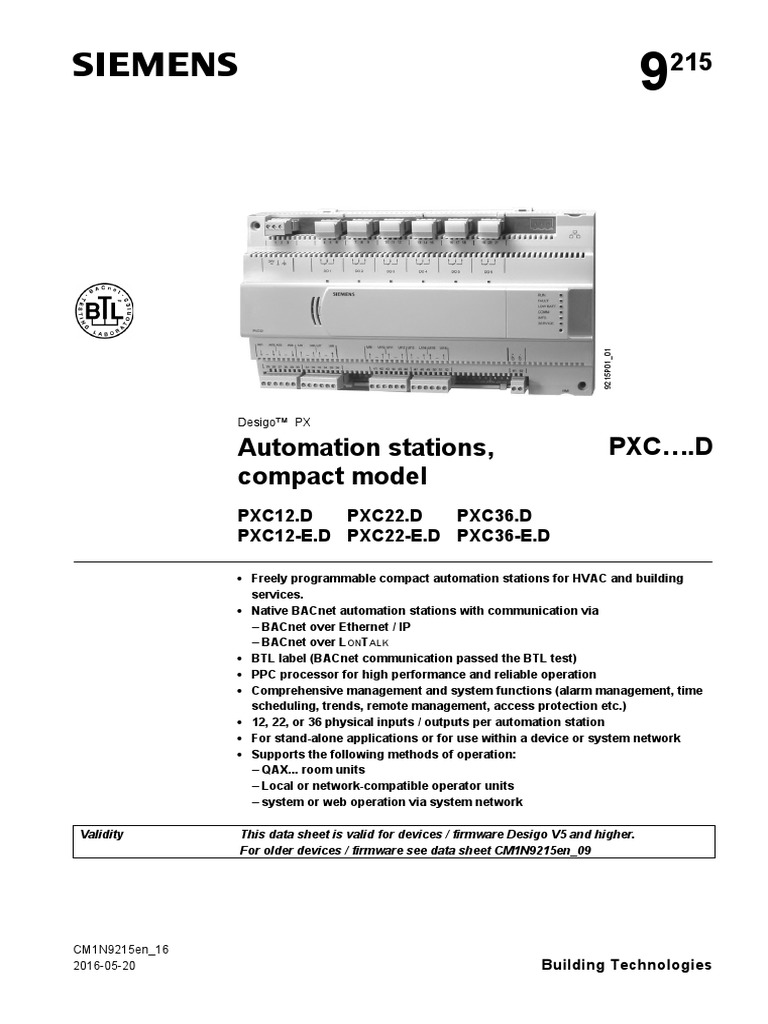 Automation Stations Compact Model PXC D A6V10361819 HQ en | PDF ...