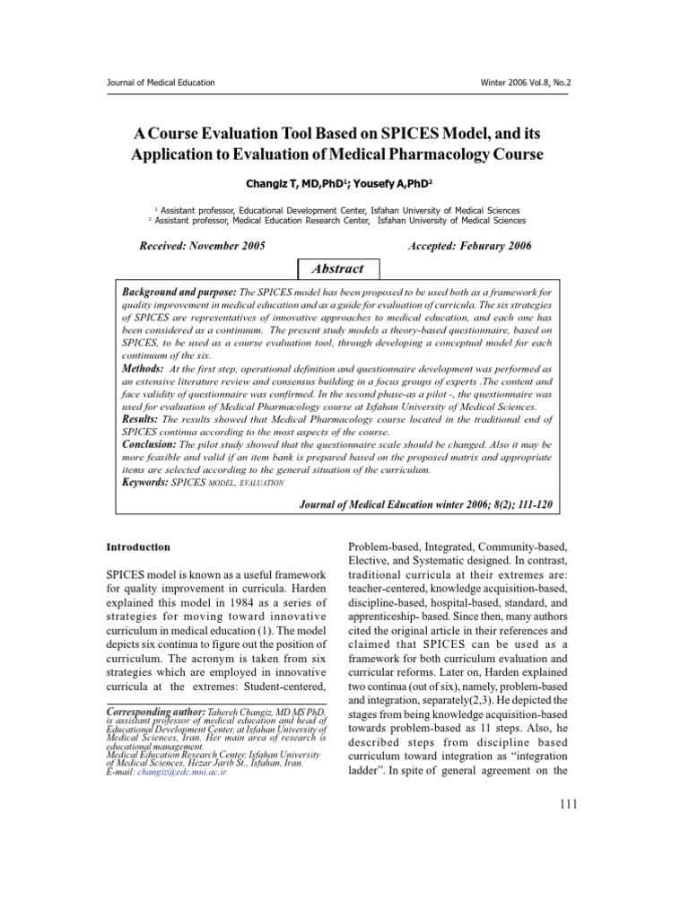 8.2-8 A Course Evaluation Tool Based On SPICES Model, and Its | PDF ...