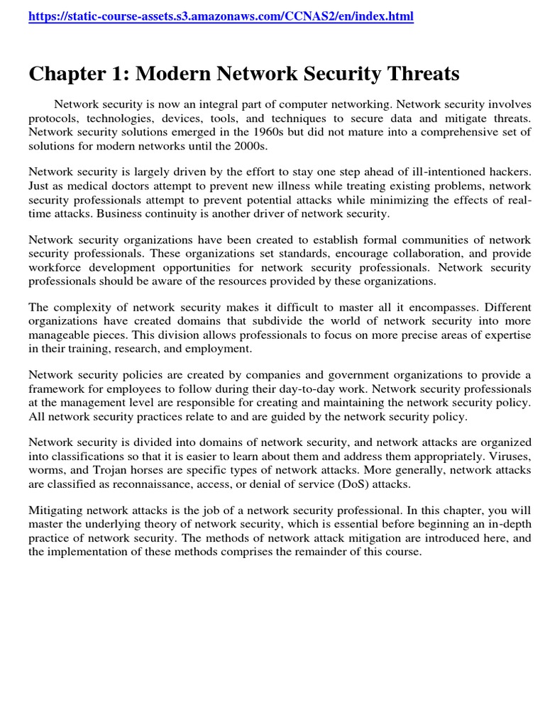 Chapter 1 Modern Network Security Threats Pdf