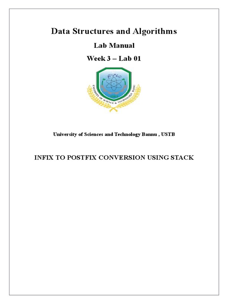 Data Structures and Algorithms: Lab Manual Week 3 - Lab 01 | PDF | Bracket | Computer Programming