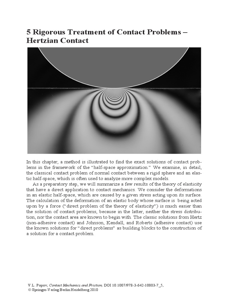 5 Rigorous Treatment of Contact Problems - Hertzian Contact | PDF ...